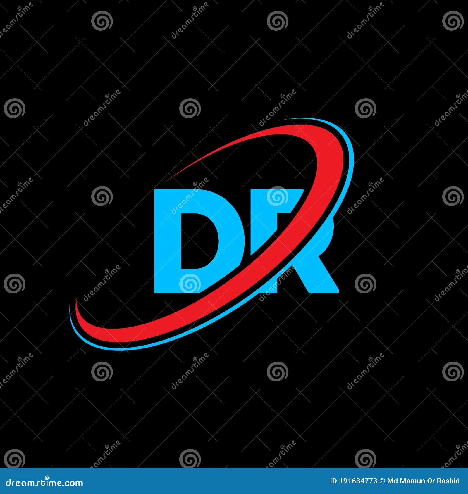 DR D R Letter Logo Design. Initial Letter DR Linked Circle Uppercase ...