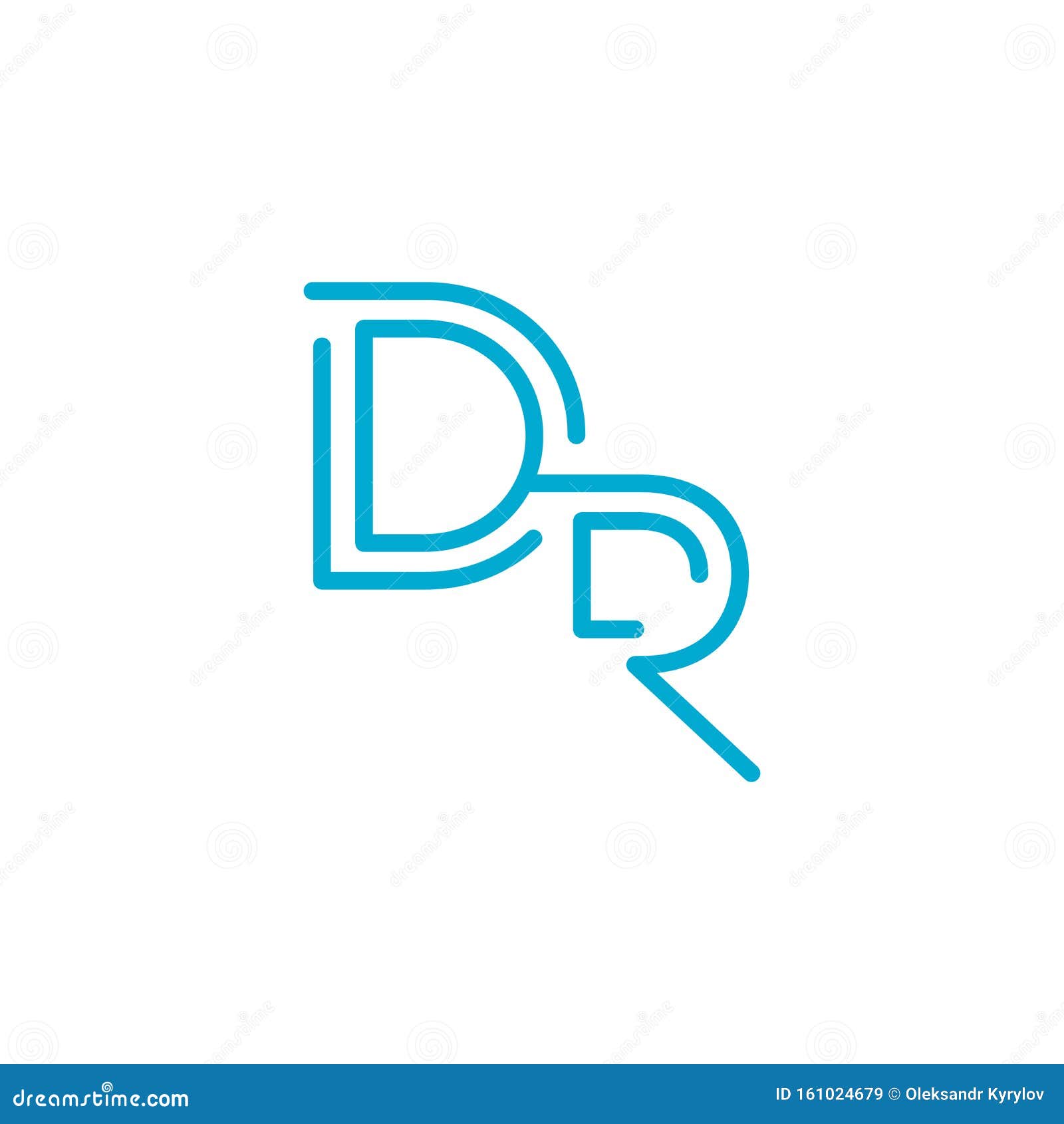DR Linear Outline Initial Letters Logo. Simple Logo Design, Blue ...