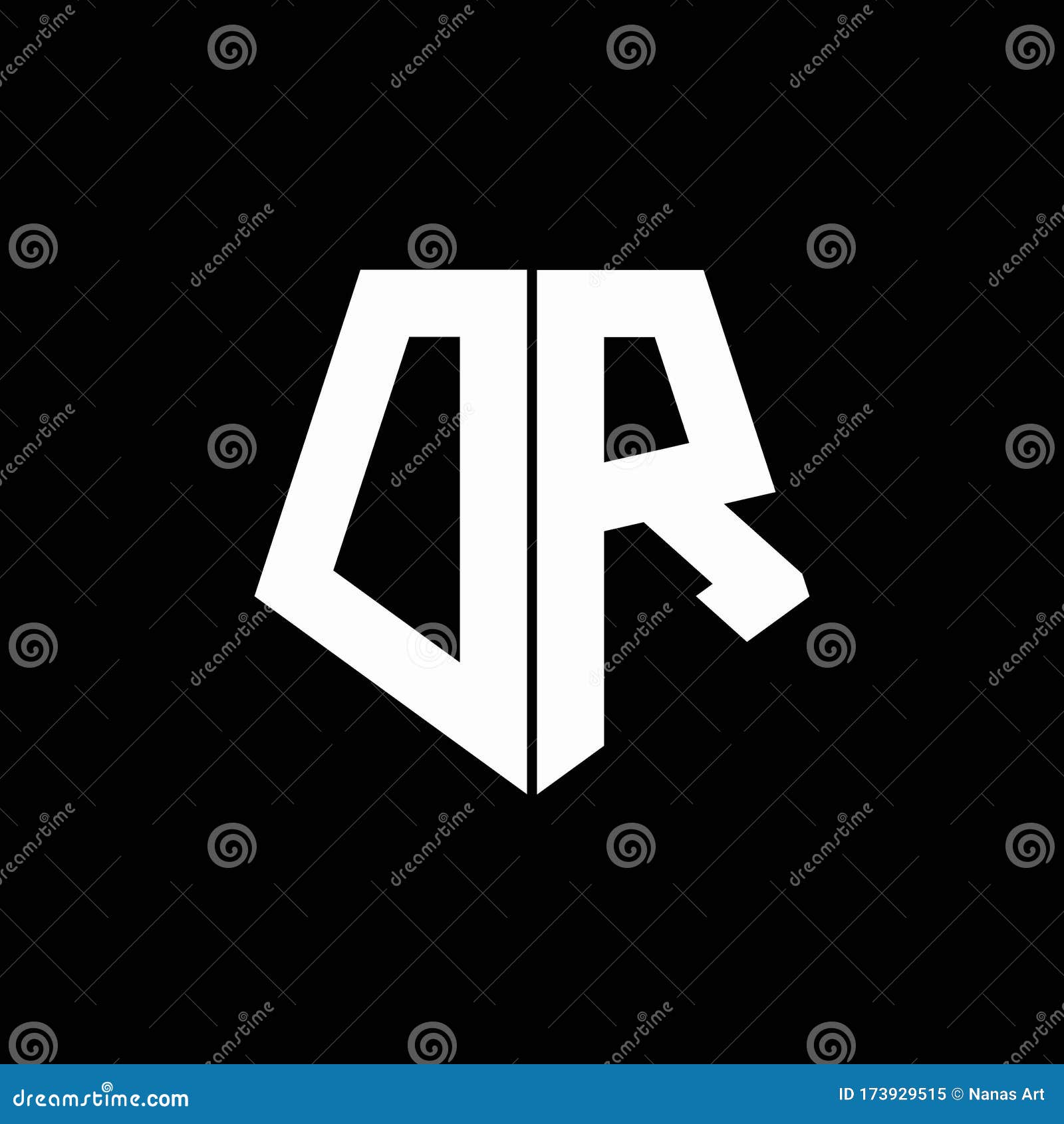 DR Logo Monogram with Pentagon Shape Style Design Template Stock Vector ...