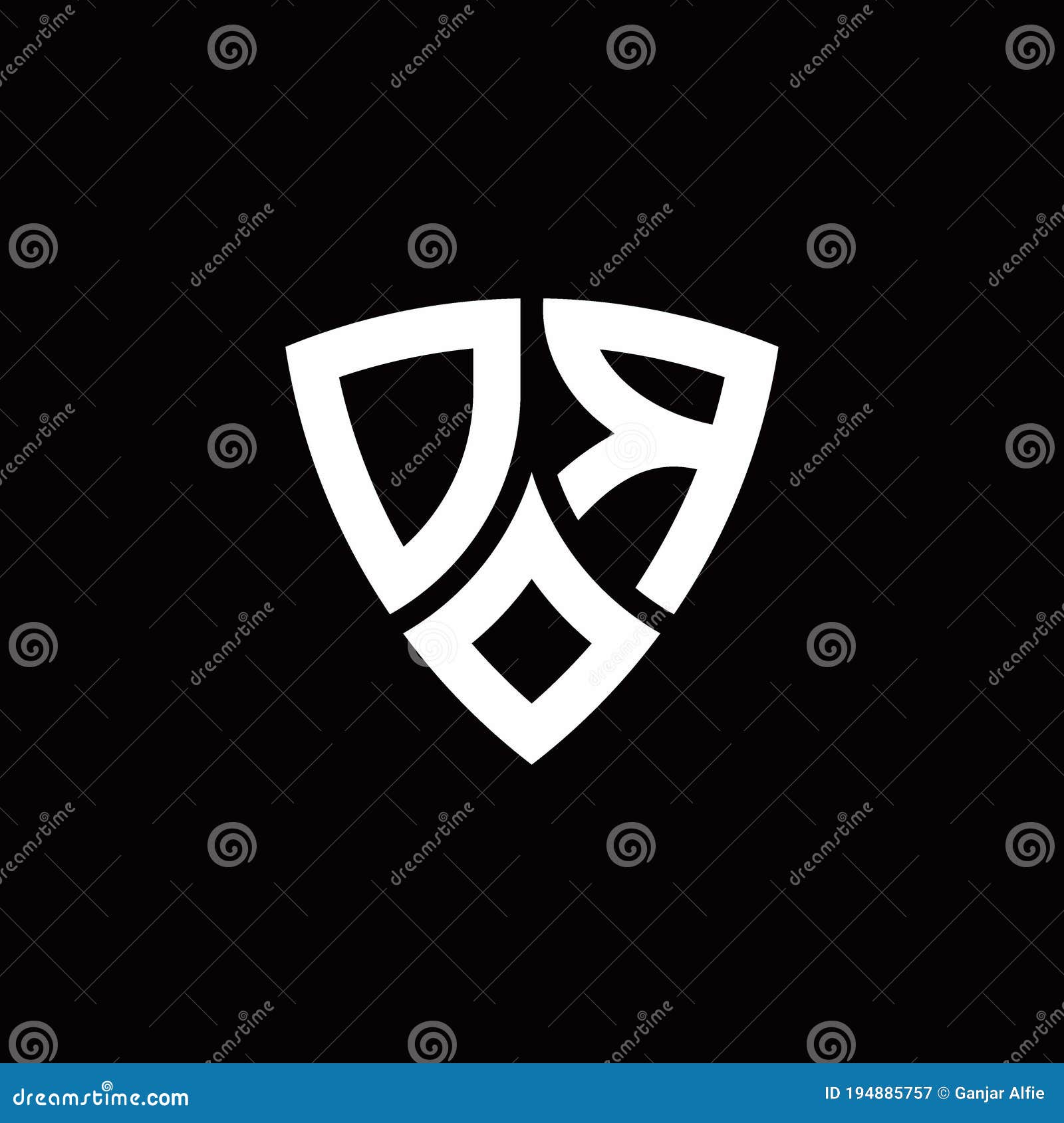DR Monogram Logo with Modern Shield Style Design Template Stock Vector ...