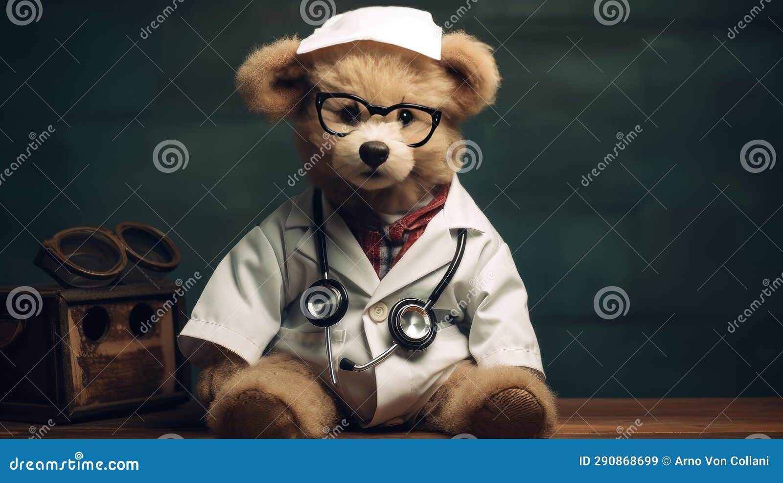 Dr. Teddy: the Caring Bear in a White Coat Stock Illustration ...
