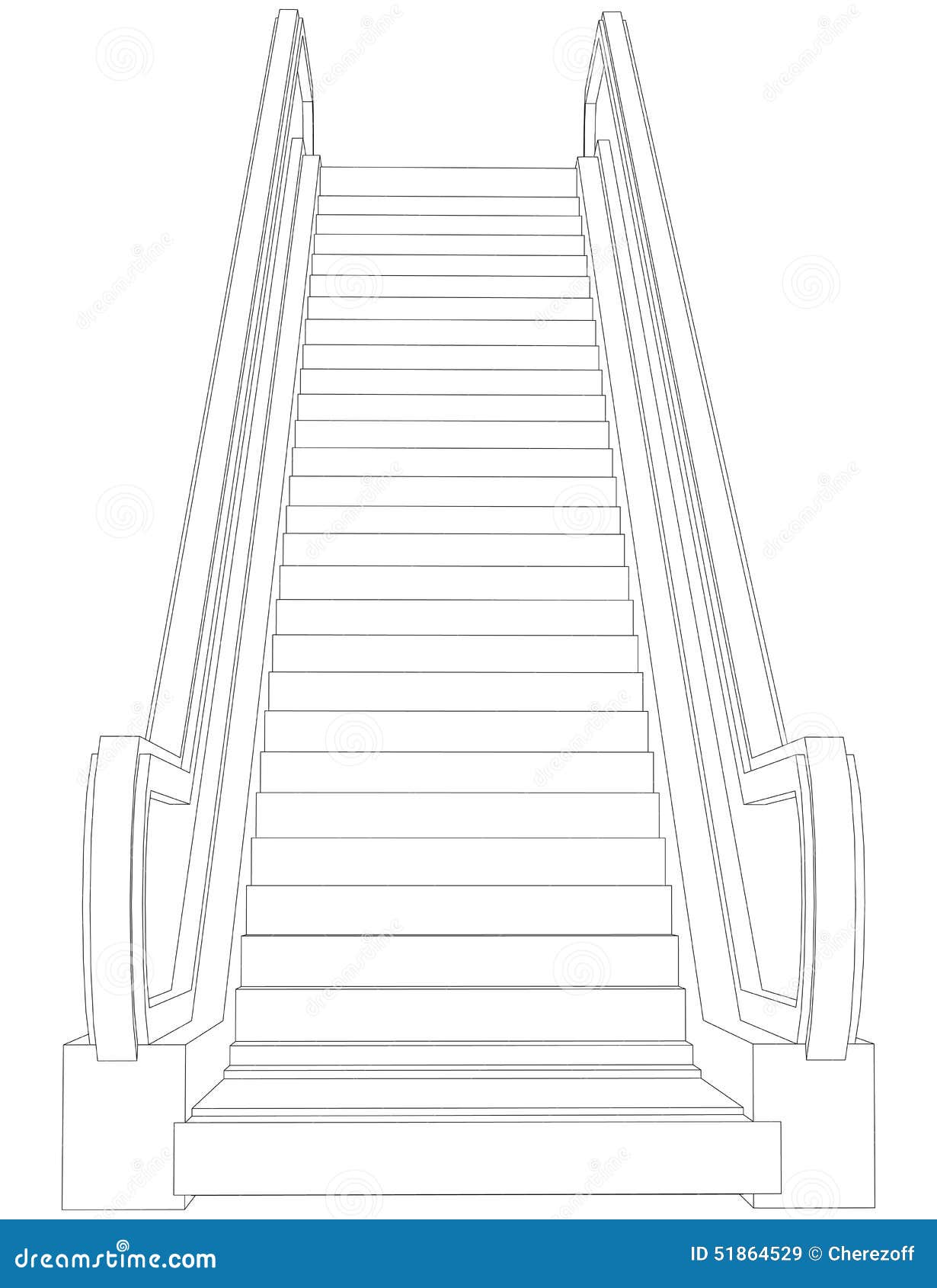 Draad-kader Roltrap Front View Vector Vector Illustratie - Illustration ...