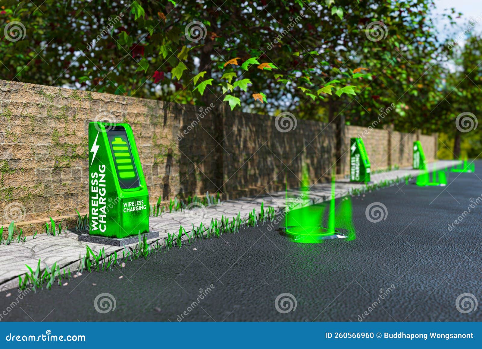 Draadloos Laadstation Voor Elektrische Voertuigen Op Een Parkeerplaats