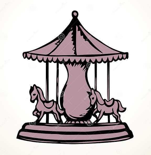 Draaiende Carrousel. Entertainmentvectortekening Vector Illustratie ... Draaiende Carrousel. Entertainmentvectortekening Vector Illustratie ...