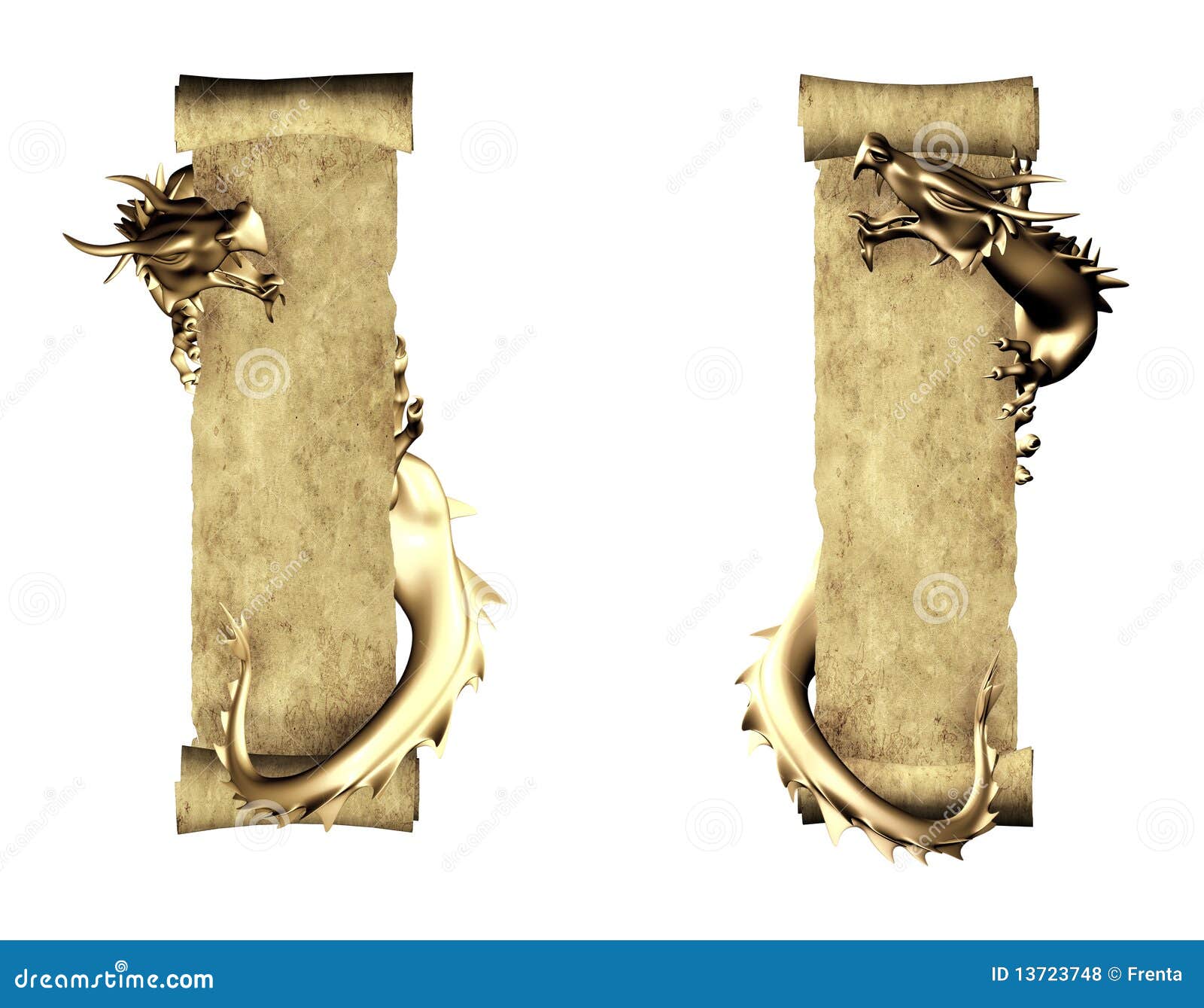 Draak En Rol Van Oud Perkament Stock Illustratie - Illustration of ...