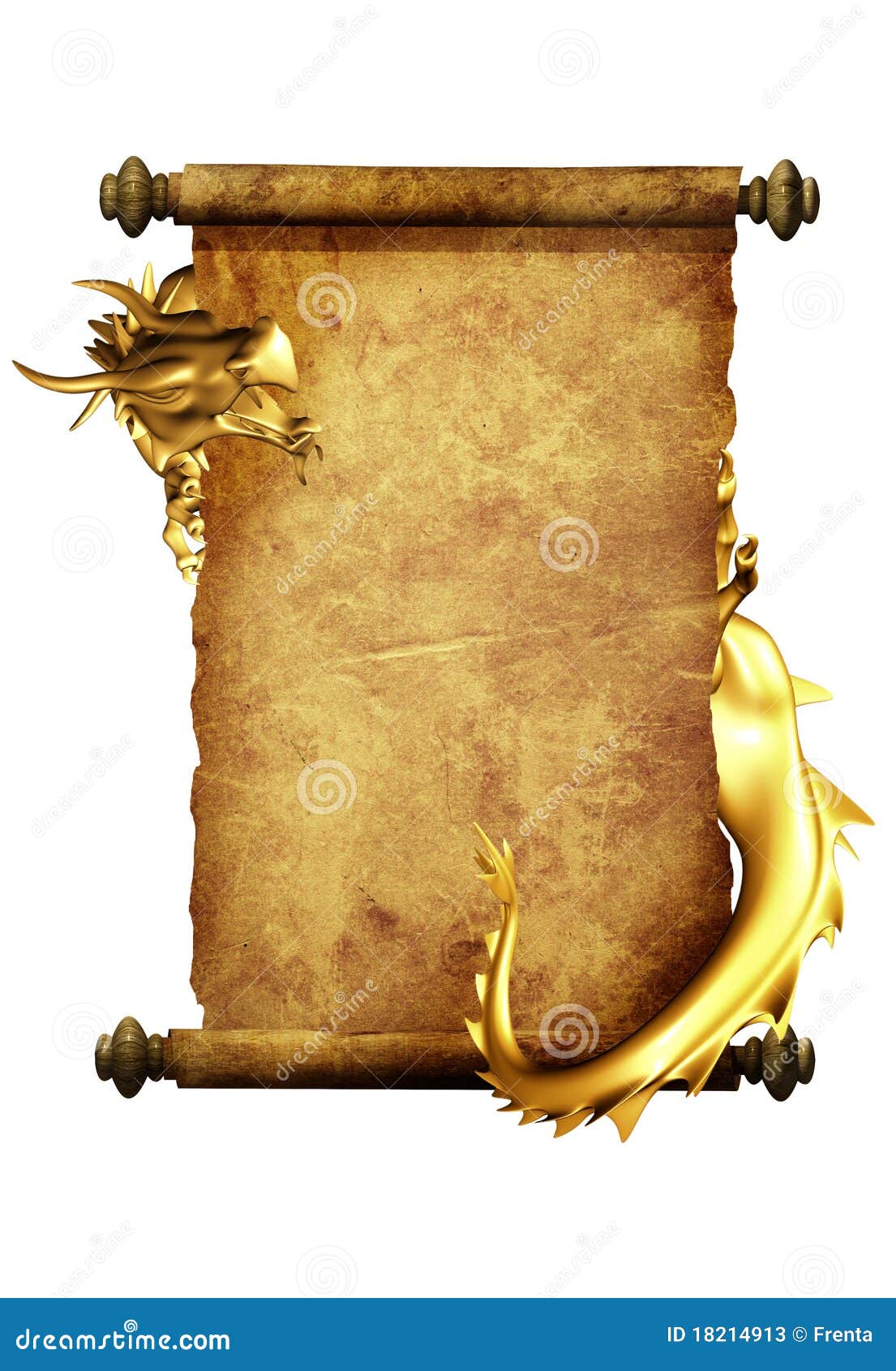 Draak En Rol Van Oud Perkament Stock Illustratie - Illustration of ...