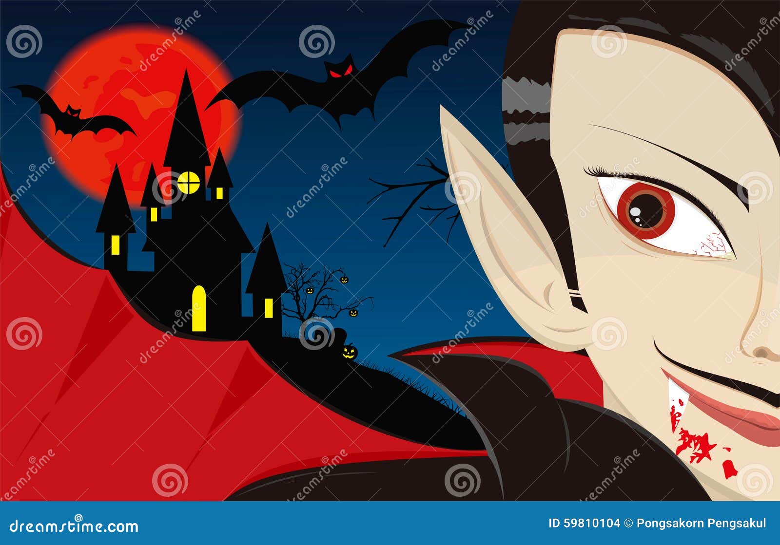 Dracula der Vampir vektor abbildung. Illustration von mantel - 59810104