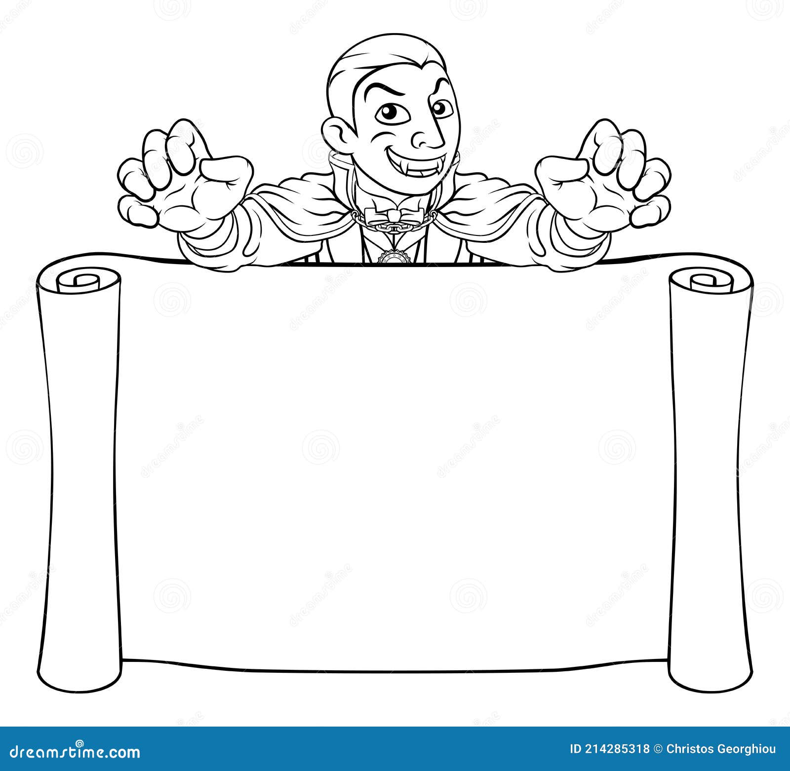 Dracula Halloween Vampire Cartoon Scroll Sign Stock Vector ...