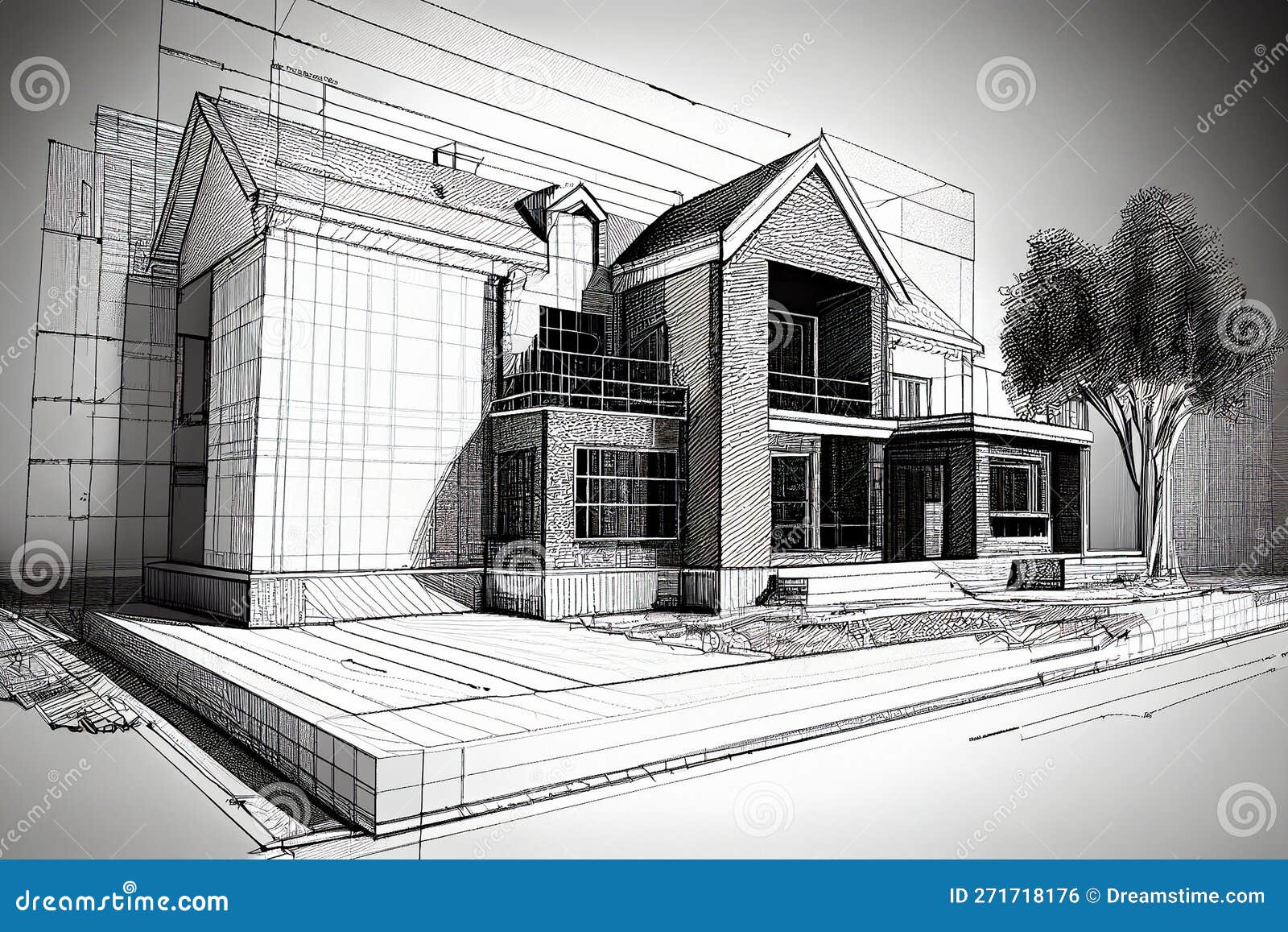 Draft of Architectural Design Stock Illustration - Illustration of ...