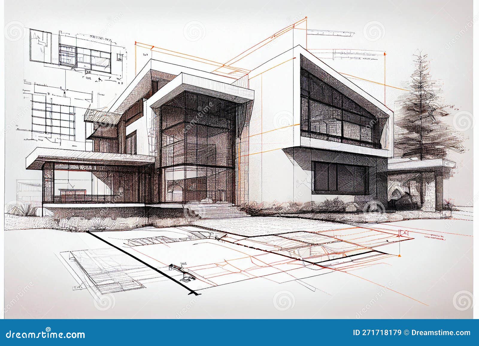 Draft of Architectural Design Stock Illustration - Illustration of ...