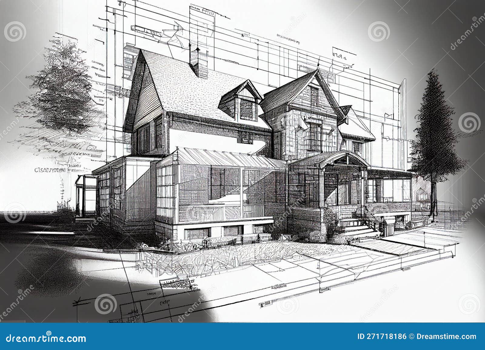 Draft of Architectural Design Stock Illustration - Illustration of ...