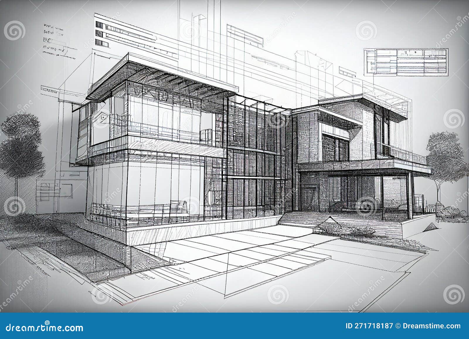 Draft of Architectural Design Stock Illustration - Illustration of ...
