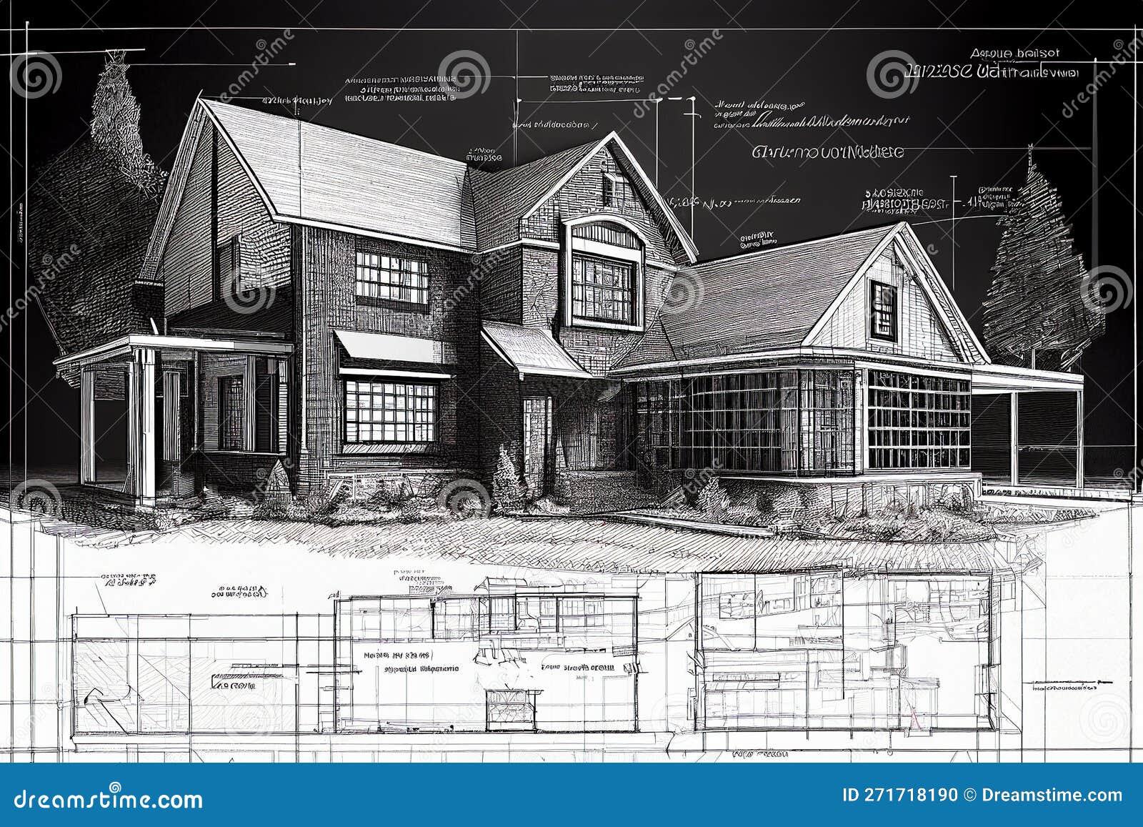 Draft of Architectural Design Stock Illustration - Illustration of ...