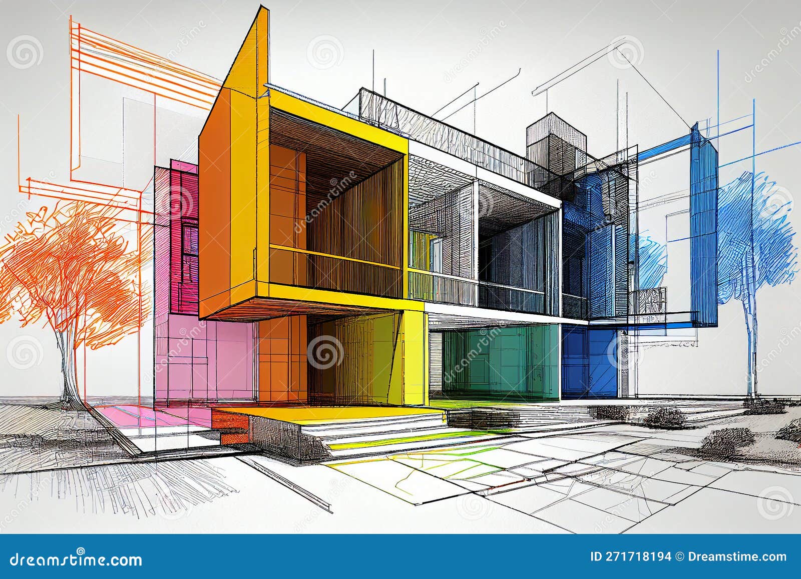 Draft of Architectural Design Stock Illustration - Illustration of home ...
