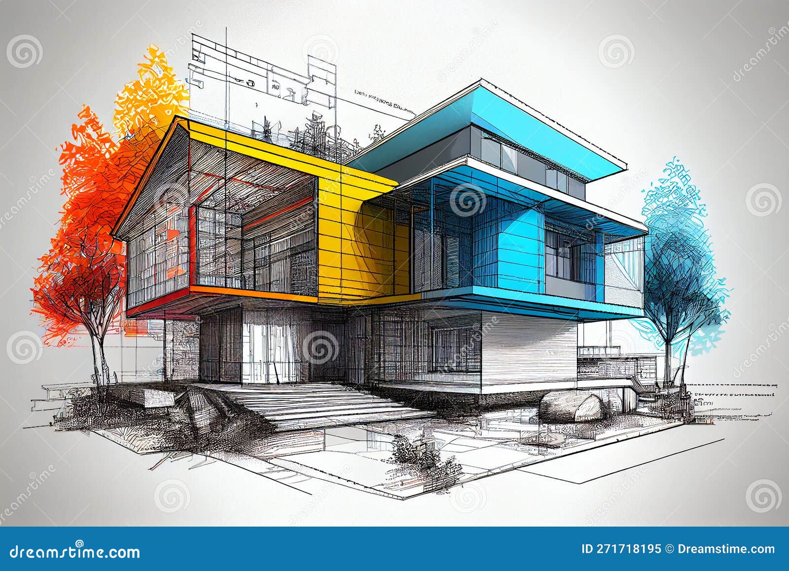 Draft of Architectural Design Stock Illustration - Illustration of ...