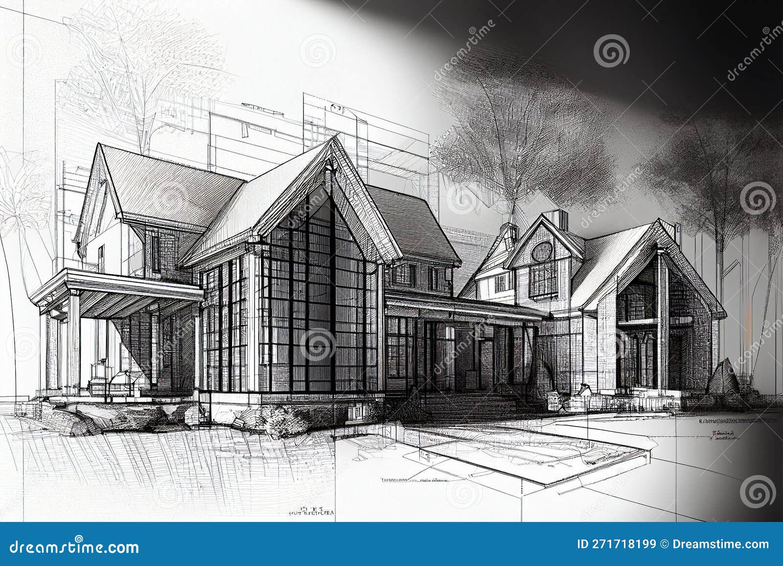 Draft of Architectural Design Stock Illustration - Illustration of ...