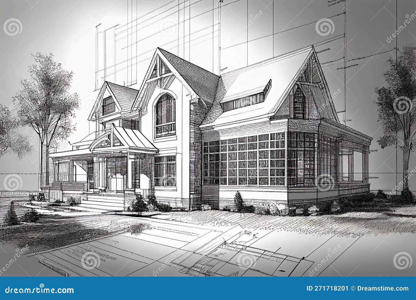 Draft of Architectural Design Stock Illustration - Illustration of ...