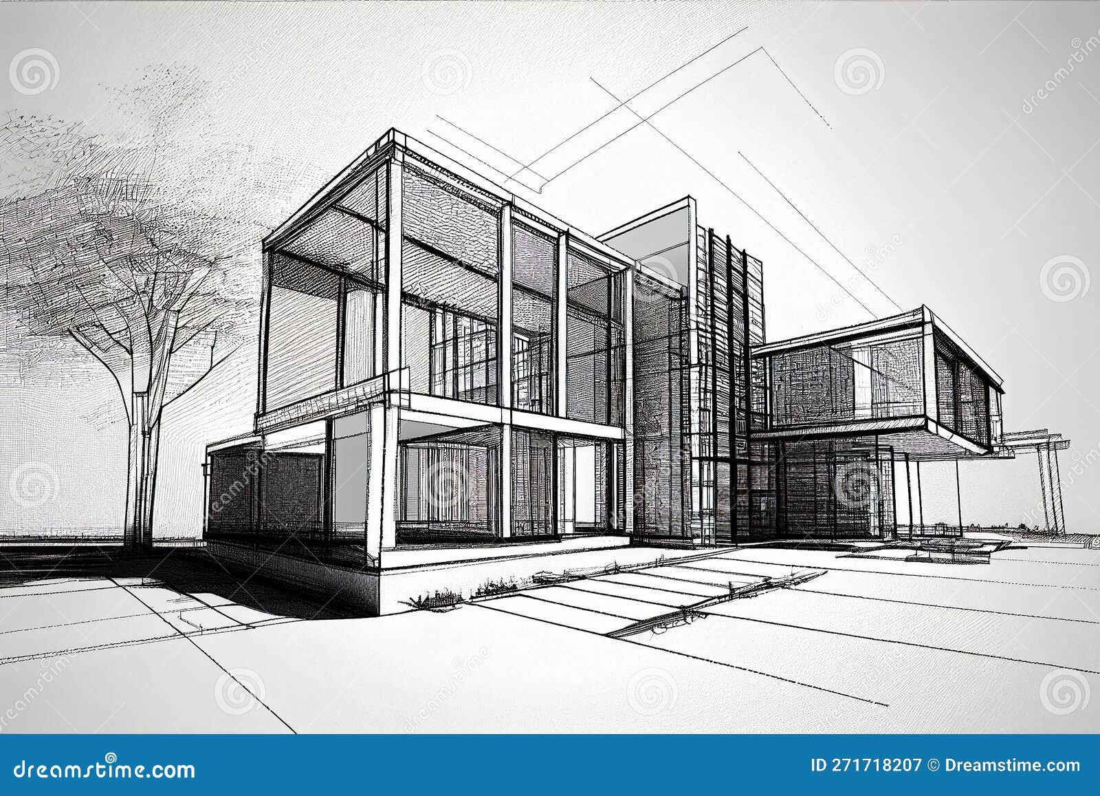 Draft of Architectural Design Stock Illustration - Illustration of ...