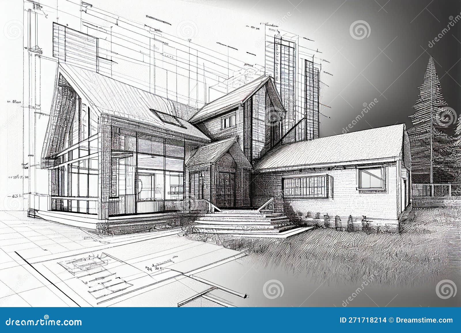 Draft of Architectural Design Stock Illustration - Illustration of ...