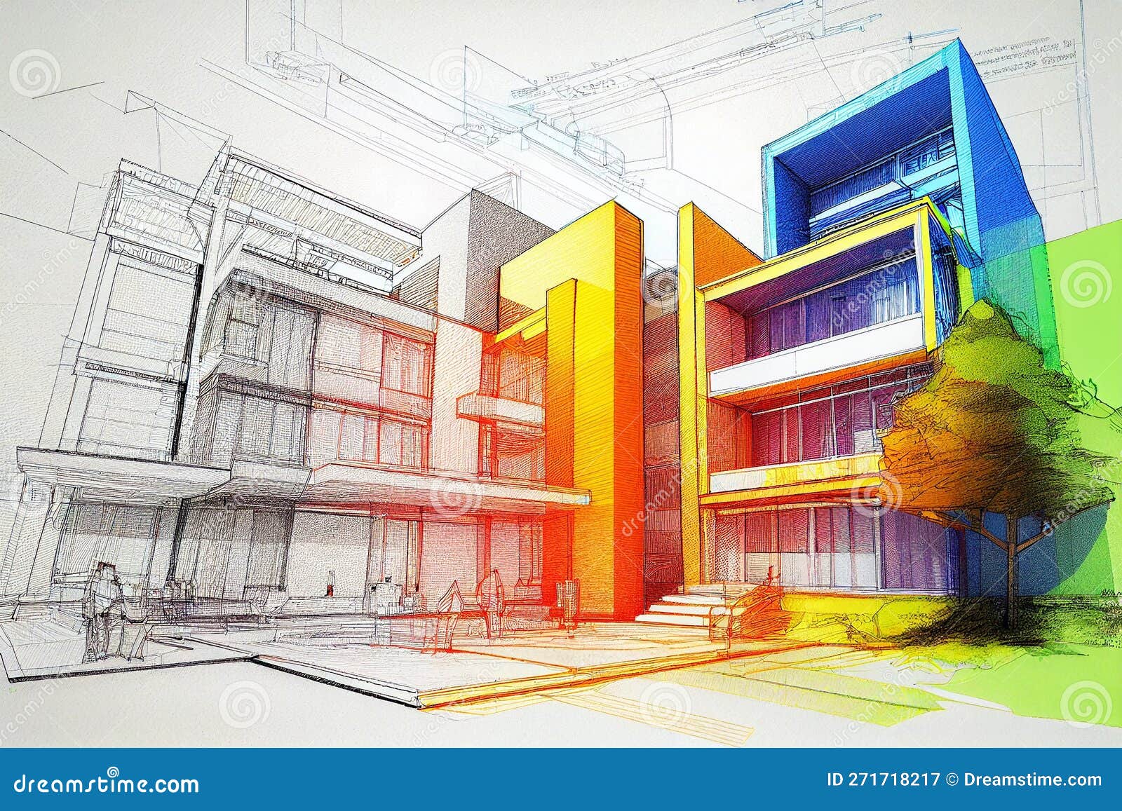 Draft of Architectural Design Stock Illustration - Illustration of ...