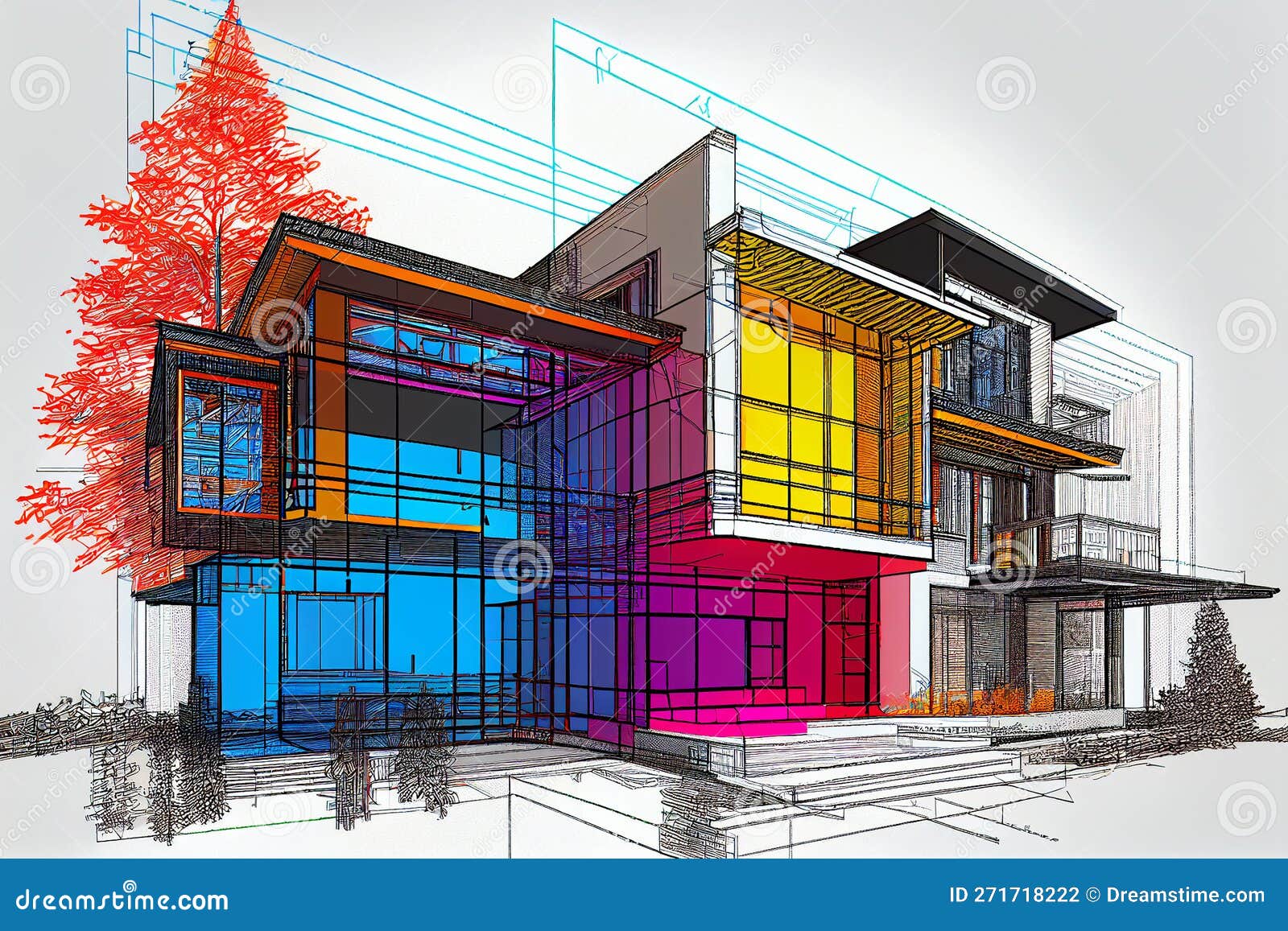 Draft of Architectural Design Stock Illustration - Illustration of ...