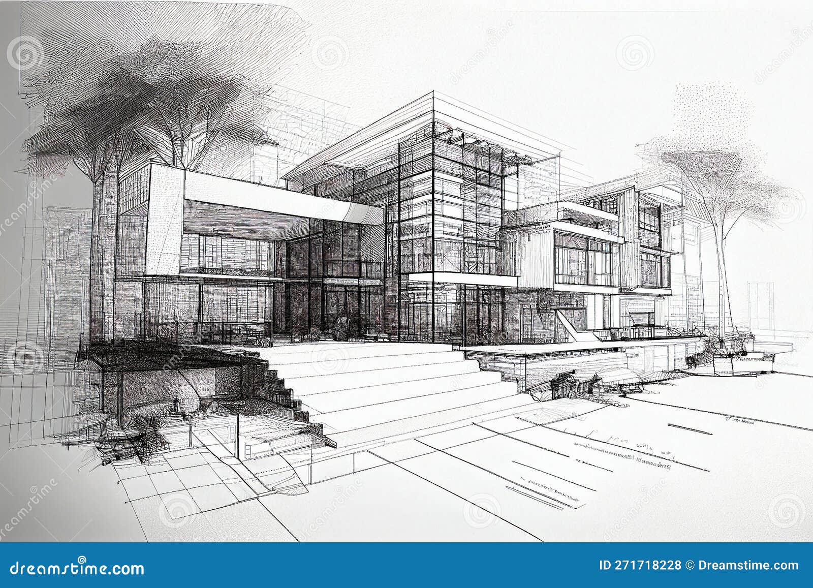 Draft of Architectural Design Stock Illustration - Illustration of line ...