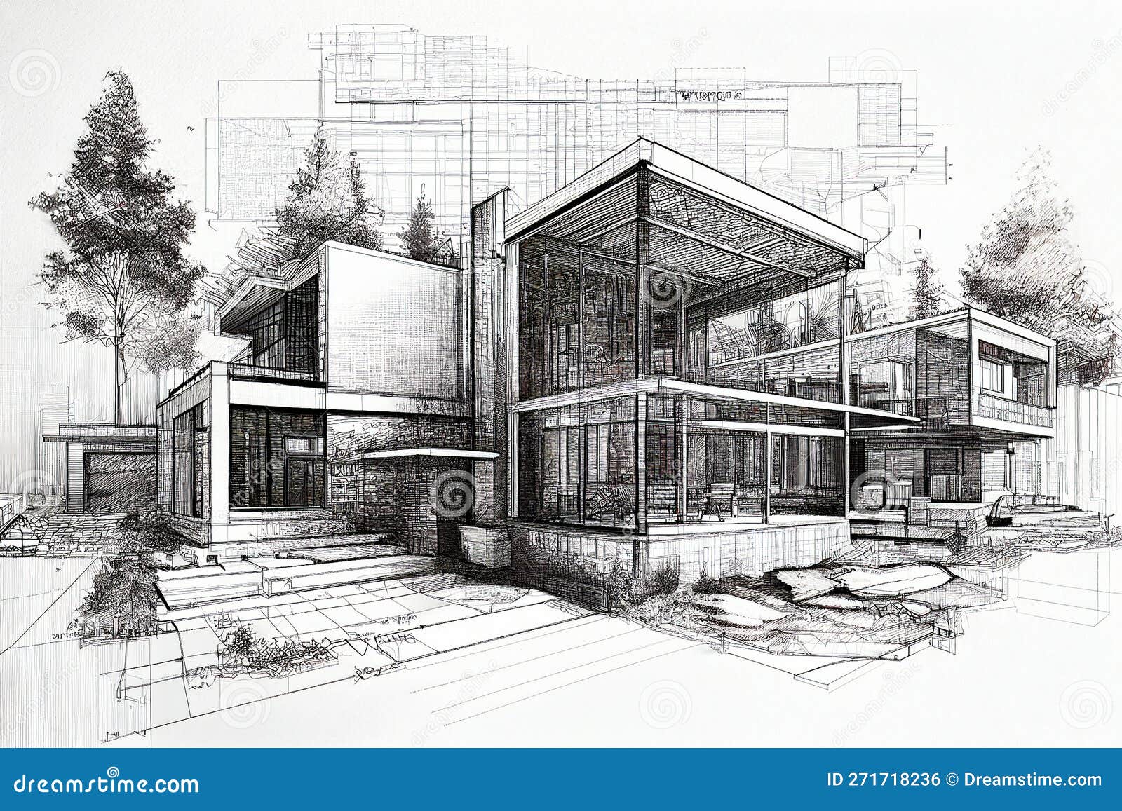 Draft of Architectural Design Stock Illustration - Illustration of ...