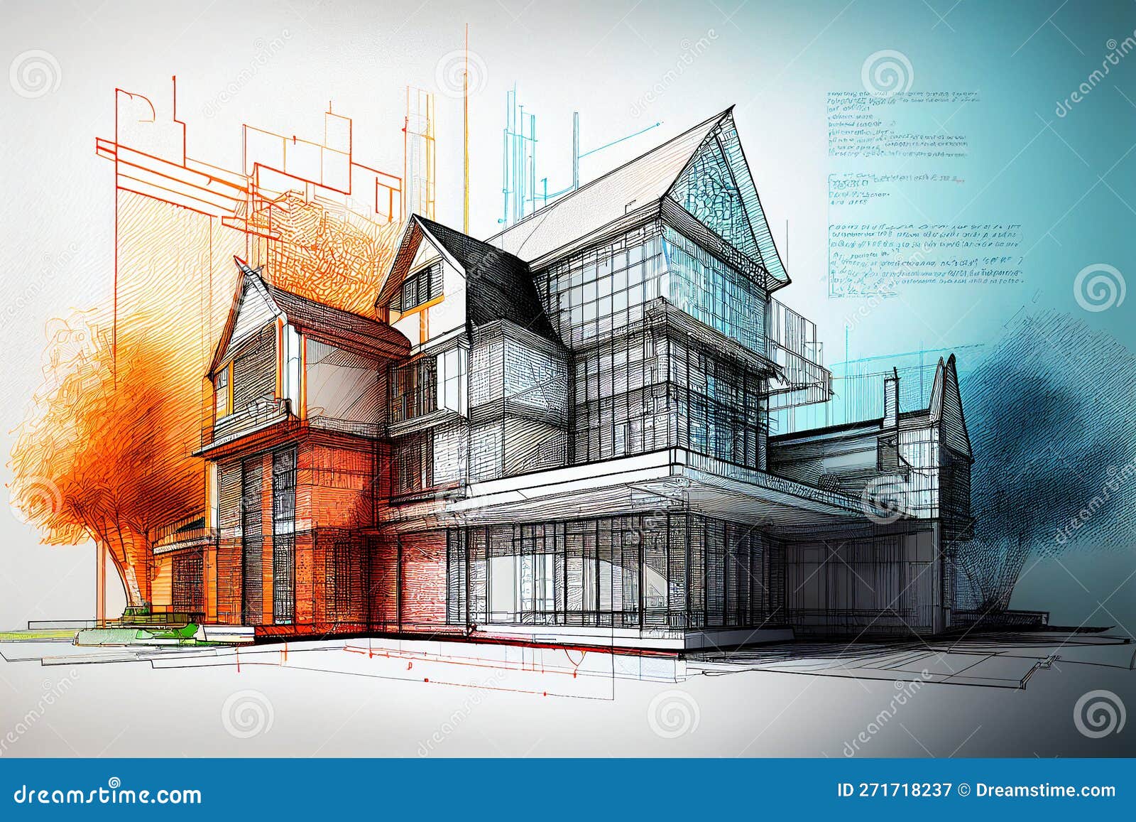Draft of Architectural Design Stock Illustration - Illustration of ...