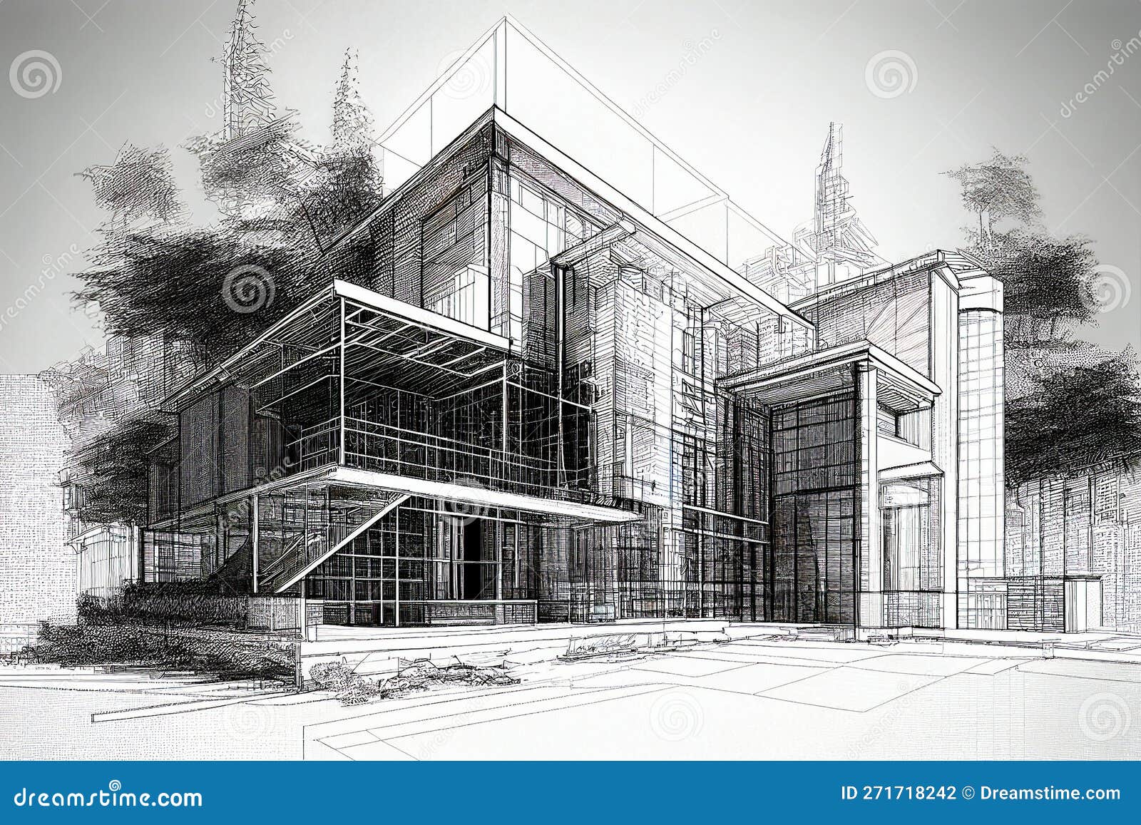 Draft of Architectural Design Stock Illustration - Illustration of ...