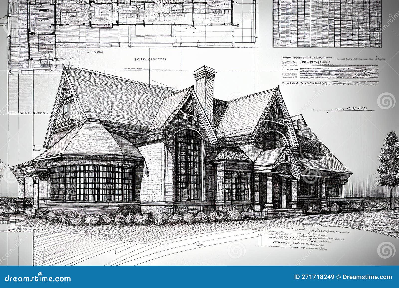 Draft of Architectural Design Stock Illustration - Illustration of ...