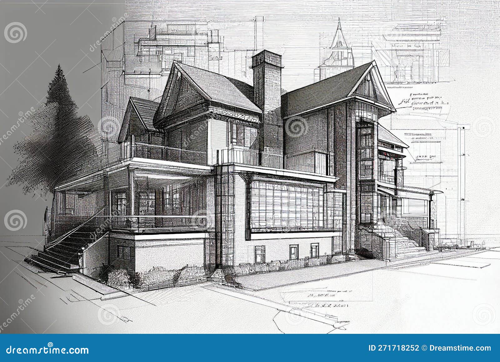 Draft of Architectural Design Stock Illustration - Illustration of ...