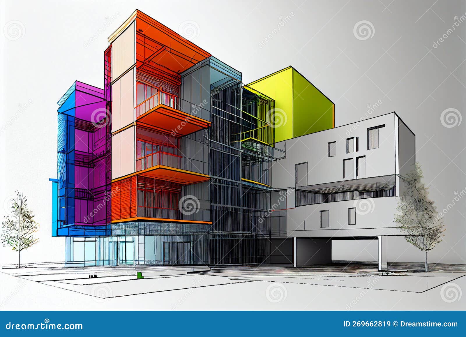 Draft of Architectural Design Stock Illustration - Illustration of ...
