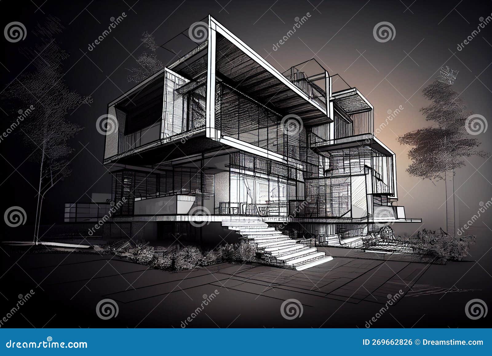 Draft of Architectural Design Stock Illustration - Illustration of ...