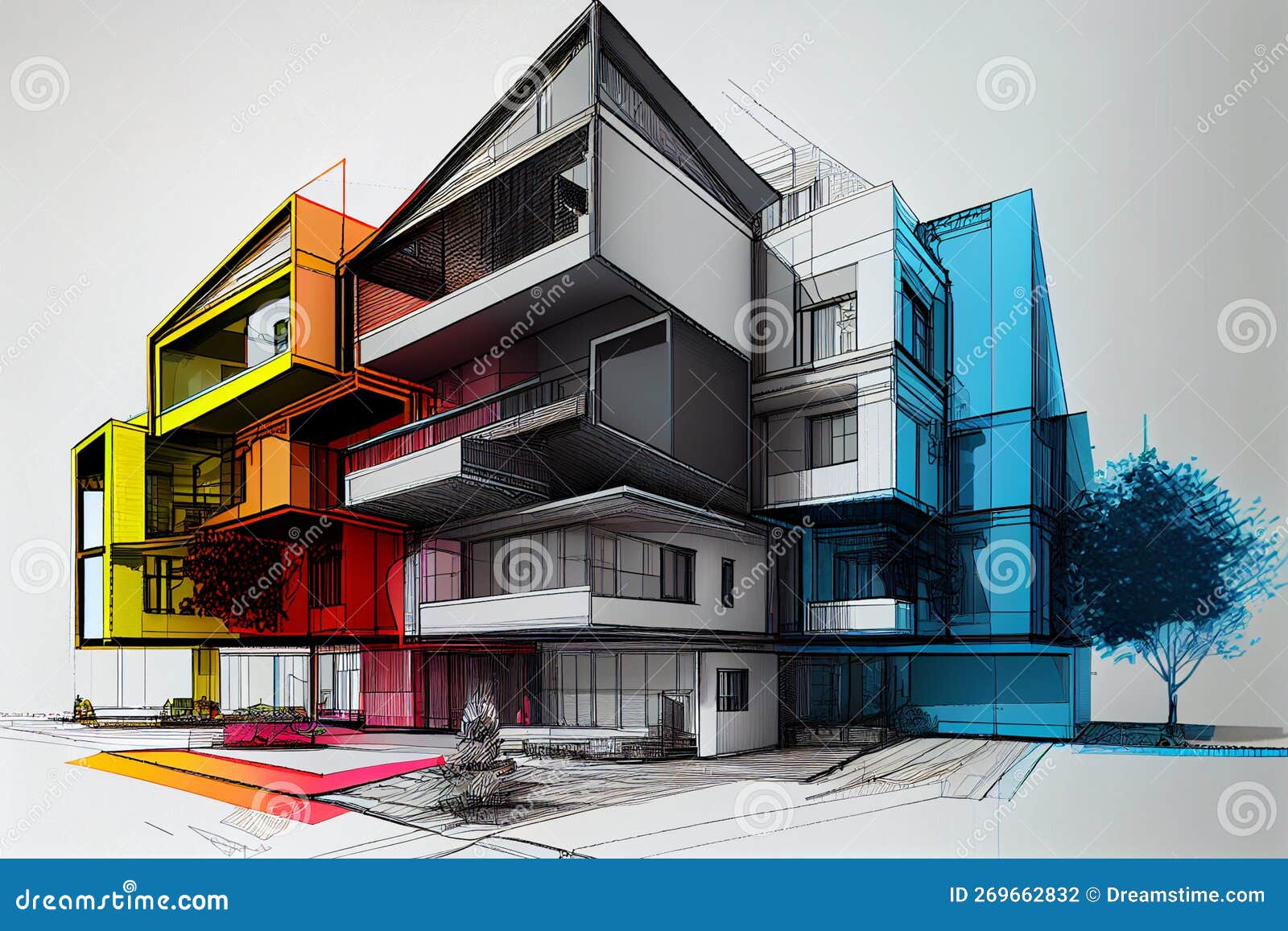 Draft of Architectural Design Stock Illustration - Illustration of ...