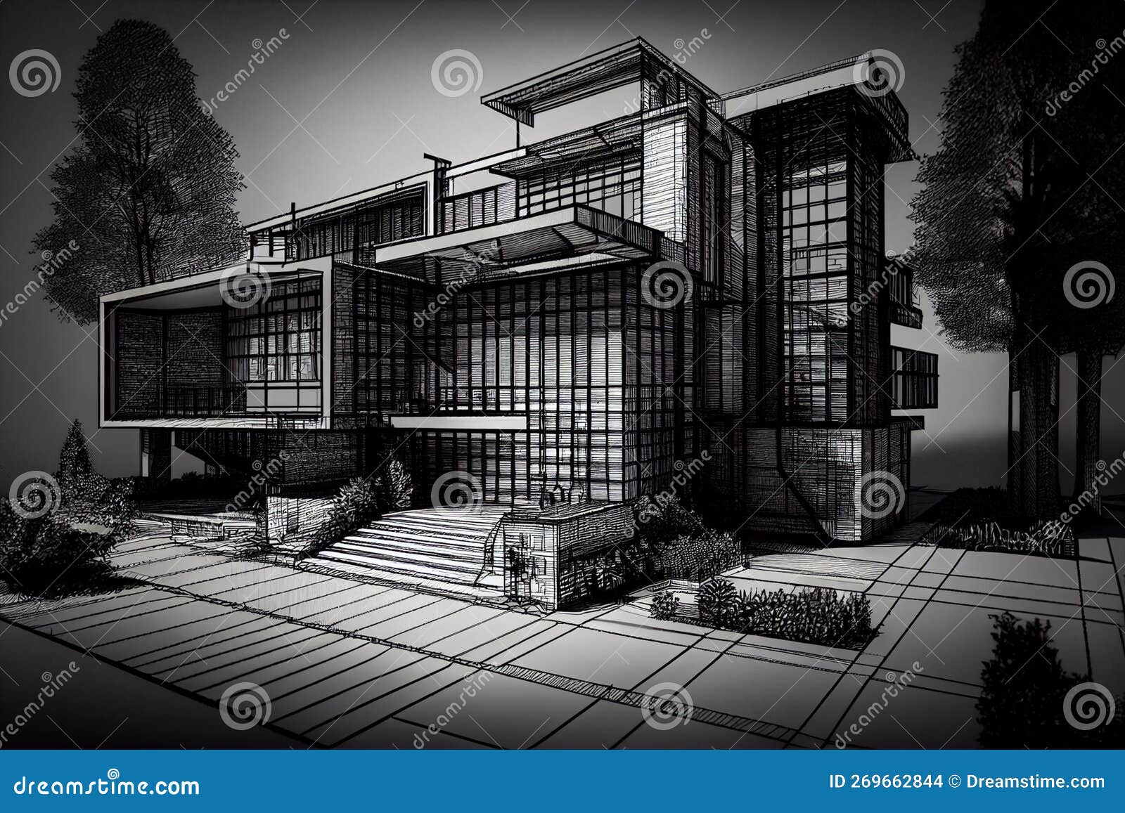 Draft of Architectural Design Stock Illustration - Illustration of ...