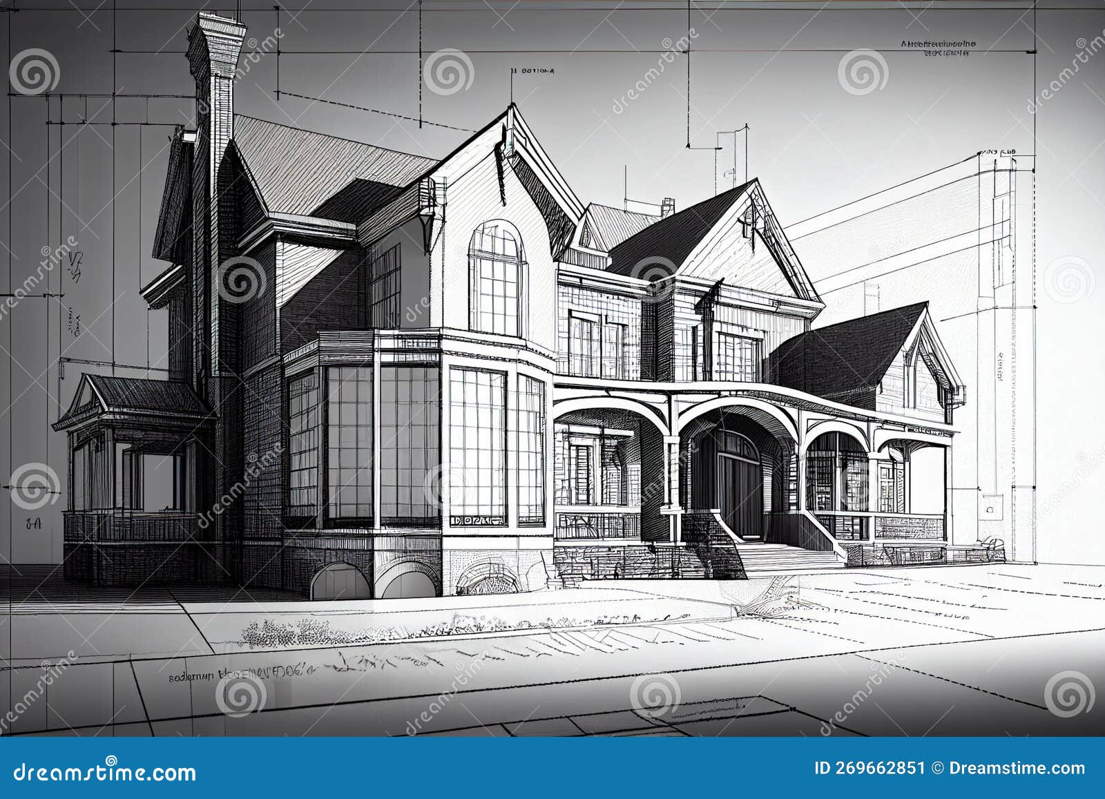 Draft of Architectural Design Stock Illustration - Illustration of ...