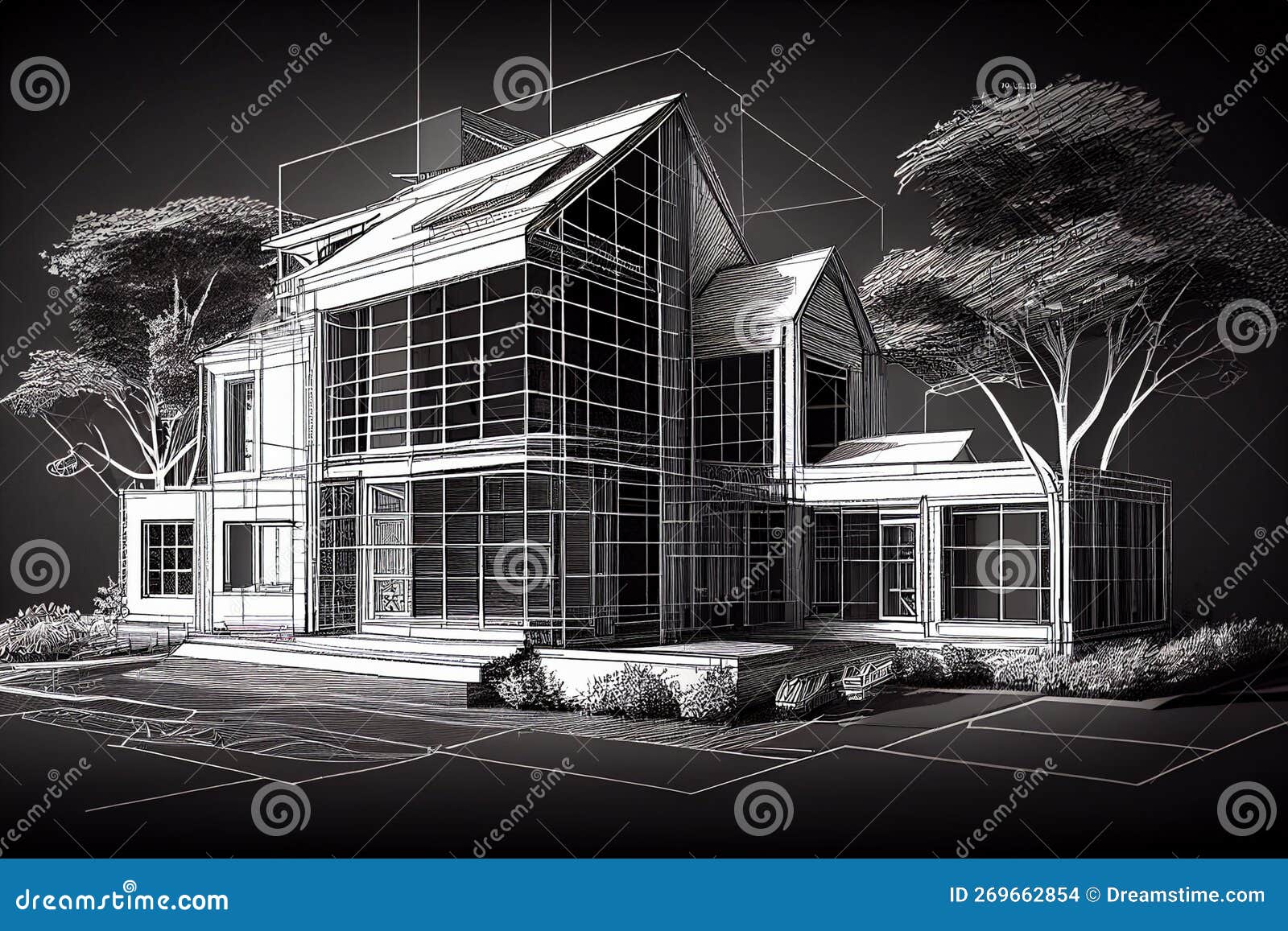 Draft of Architectural Design Stock Illustration - Illustration of ...