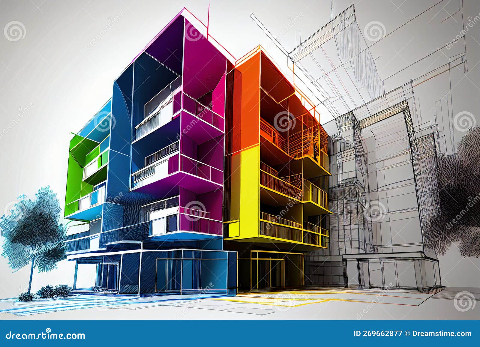 Draft of Architectural Design Stock Illustration - Illustration of ...