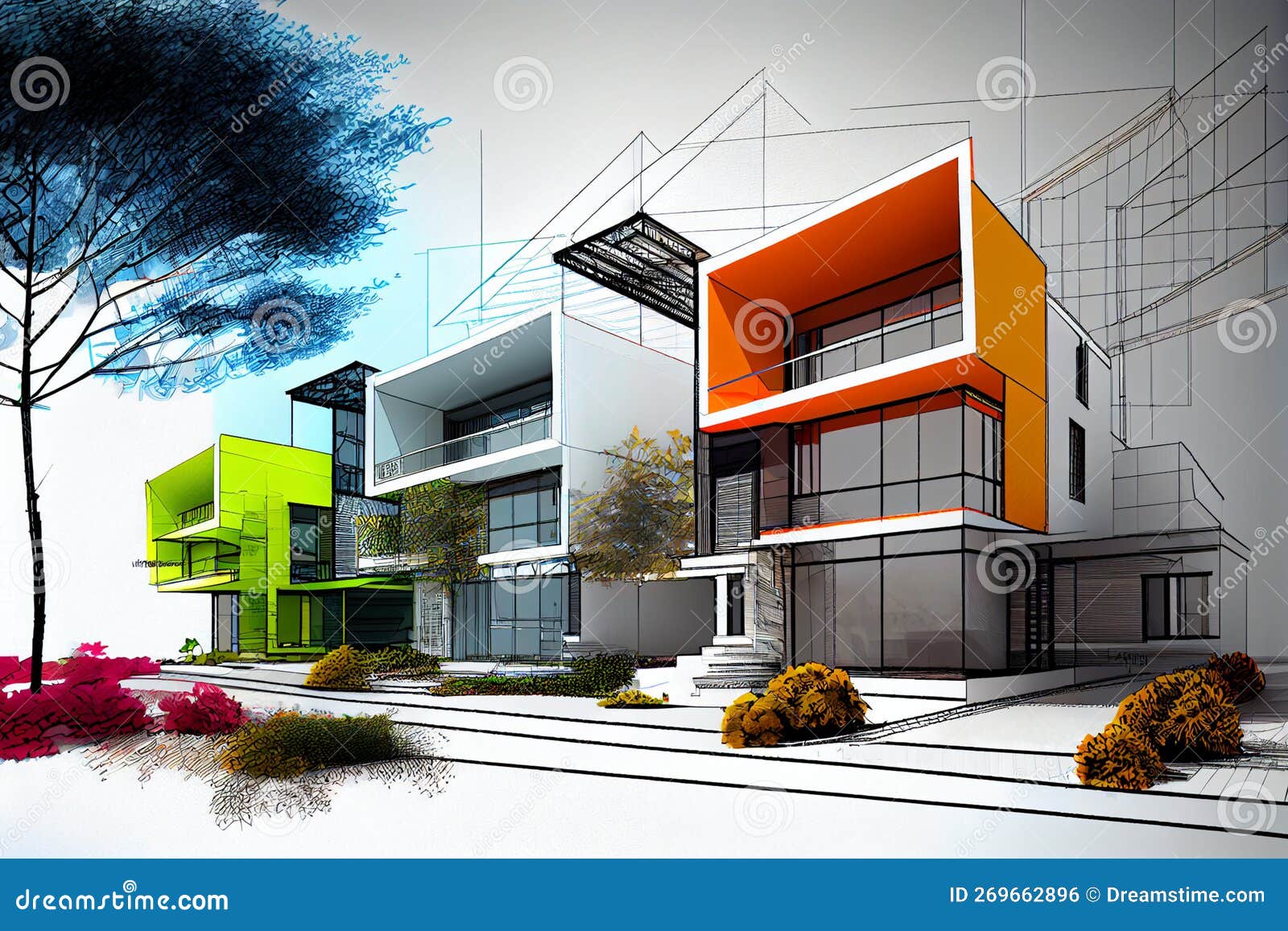 Draft of Architectural Design Stock Illustration - Illustration of ...