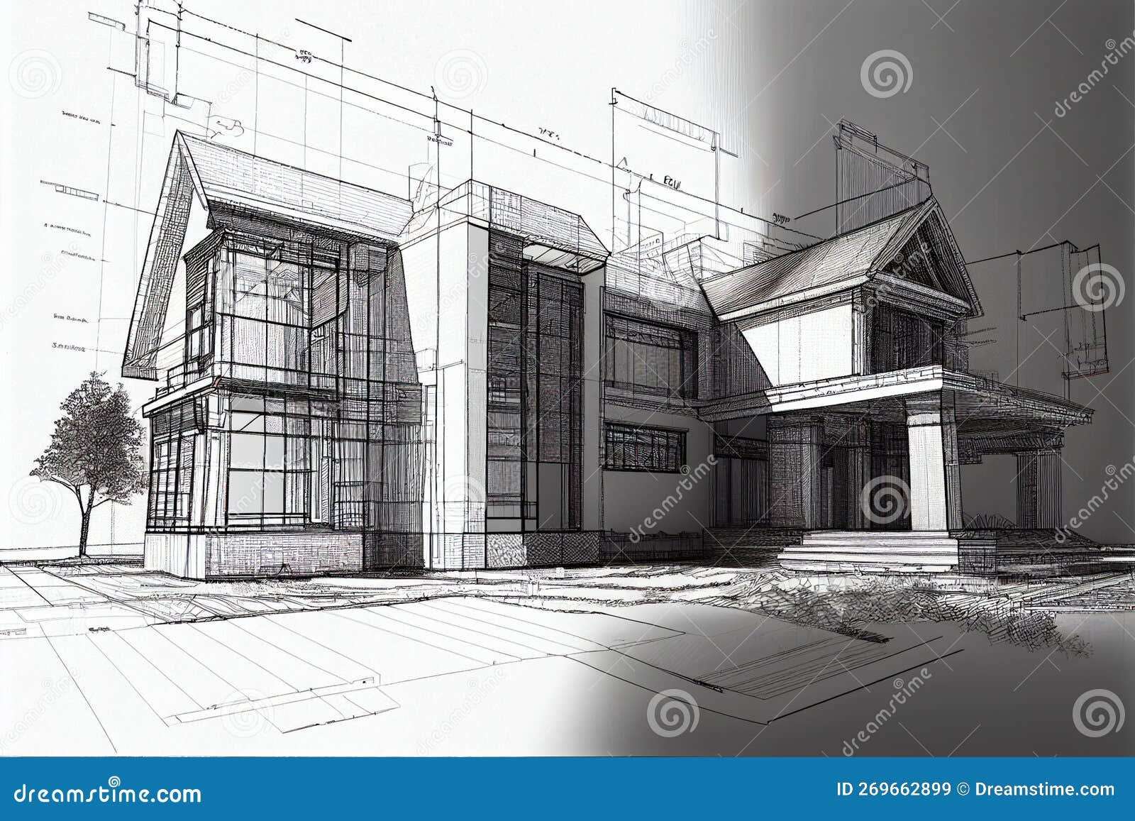 Draft of Architectural Design Stock Image - Image of designer, design ...