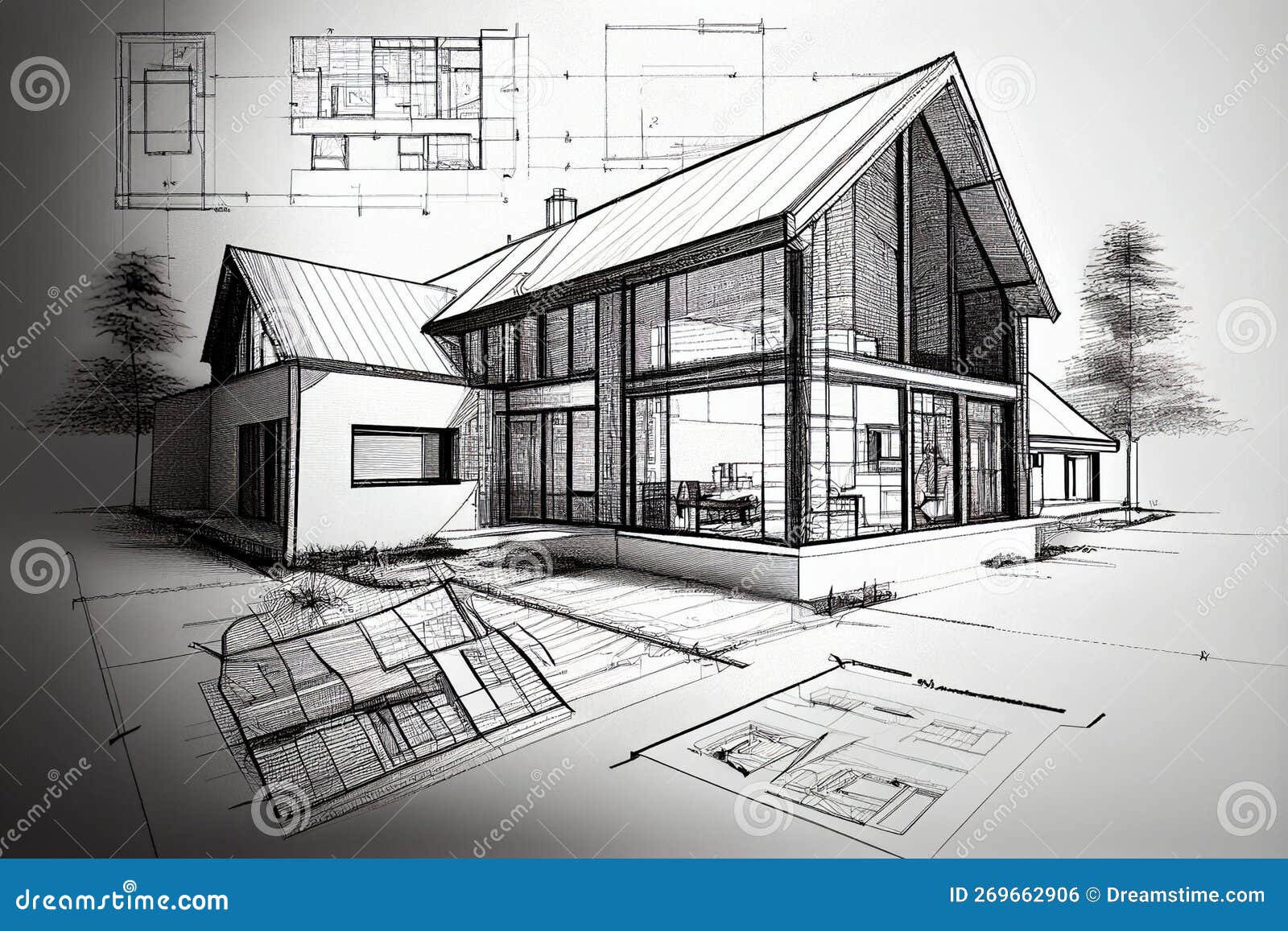 Draft of Architectural Design Stock Illustration - Illustration of ...