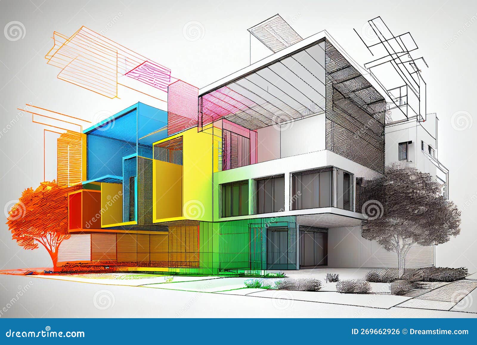 Draft of Architectural Design Stock Illustration - Illustration of ...