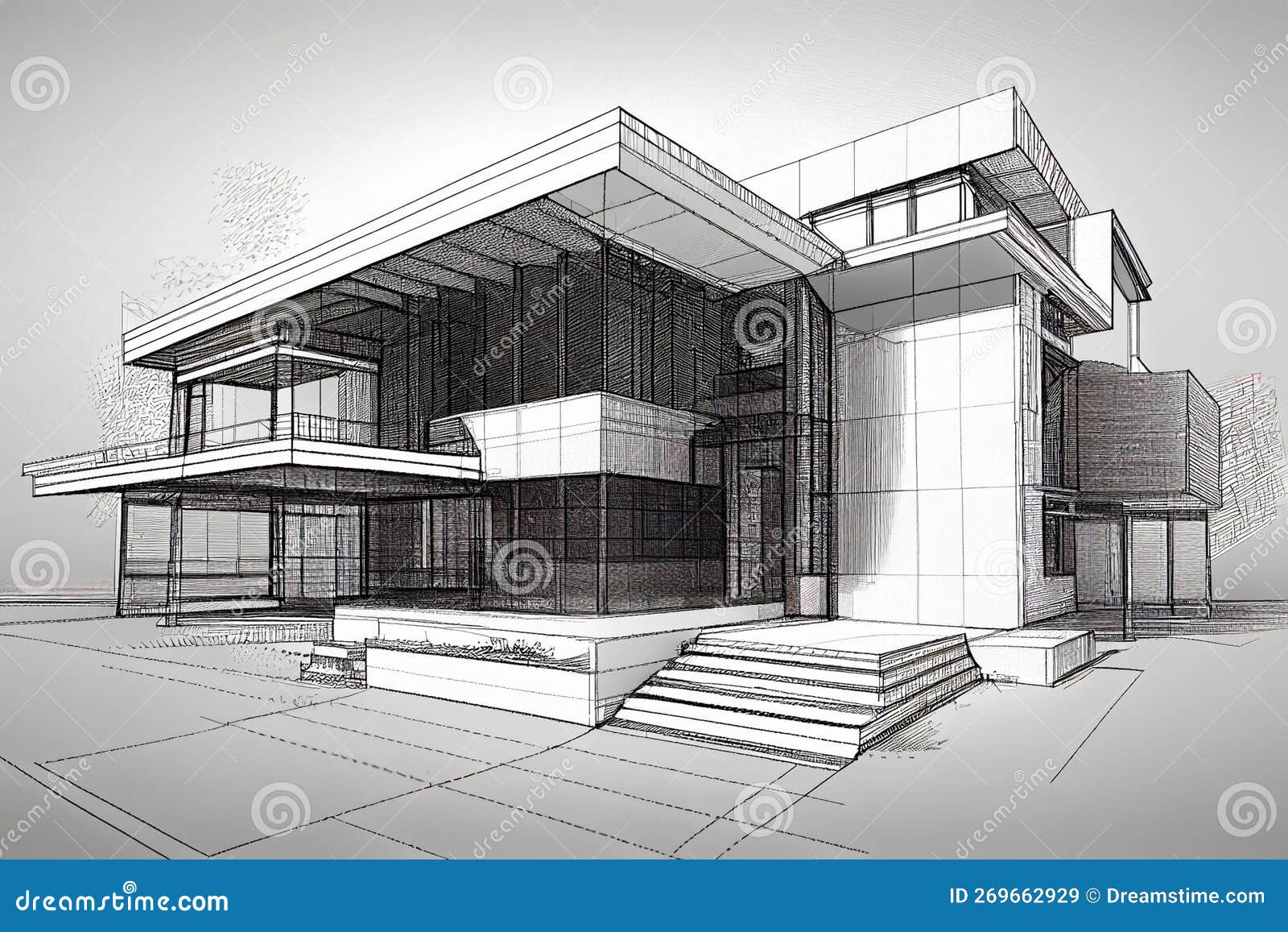 Draft of Architectural Design Stock Image - Image of facade ...