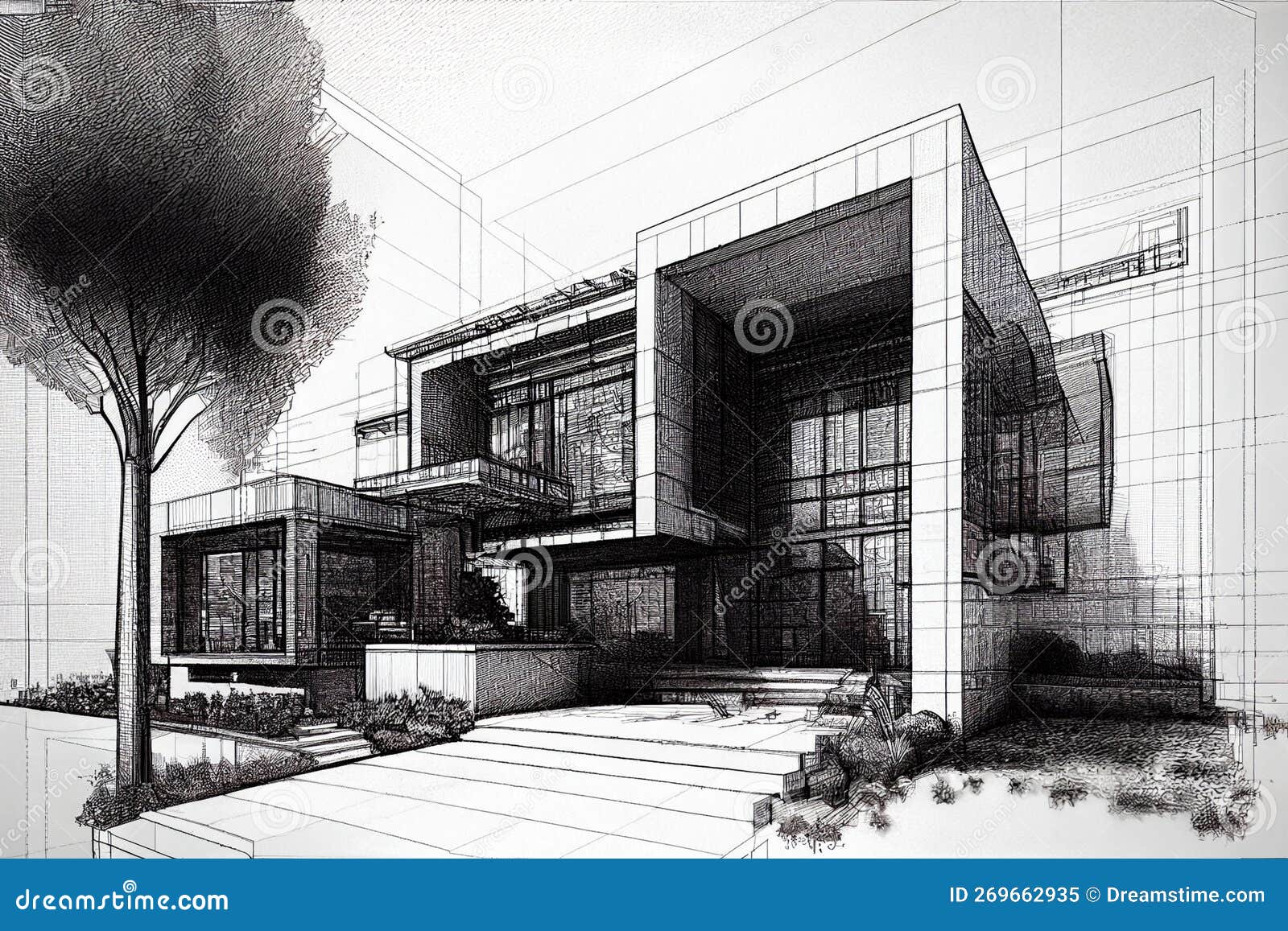 Draft of Architectural Design Stock Illustration - Illustration of ...