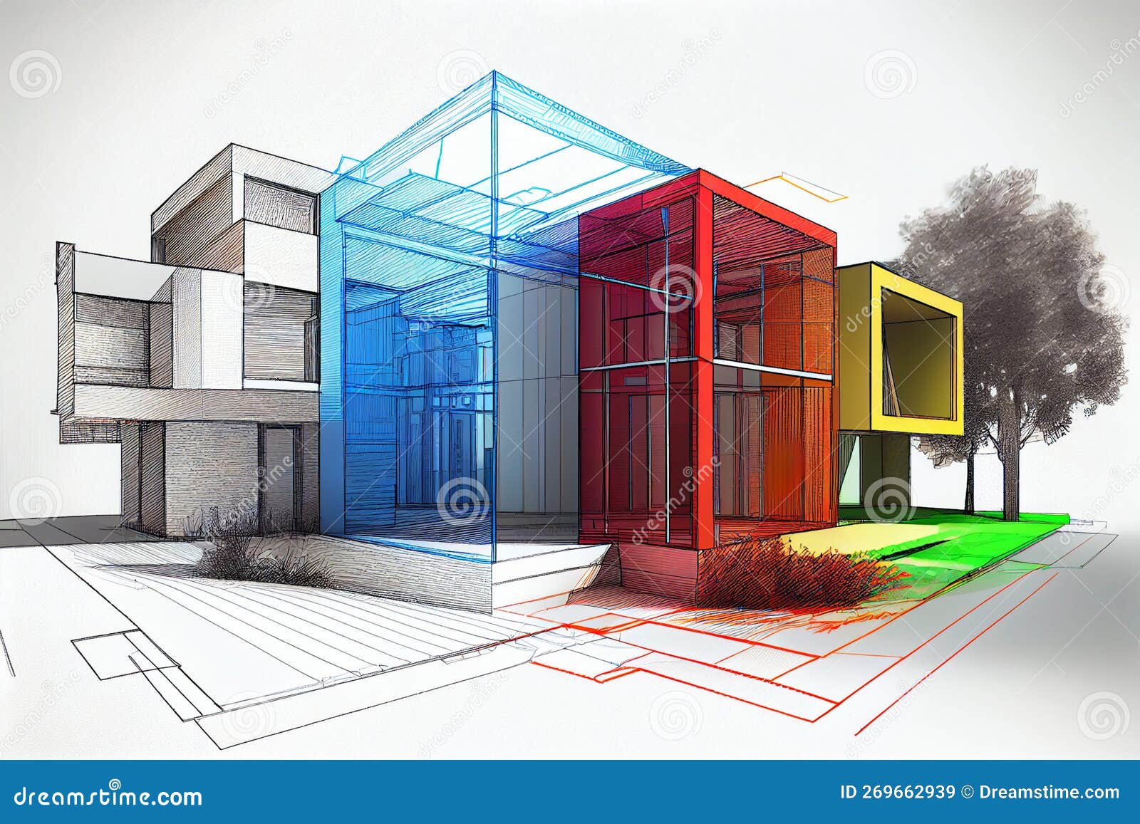 Draft of Architectural Design Stock Illustration - Illustration of ...