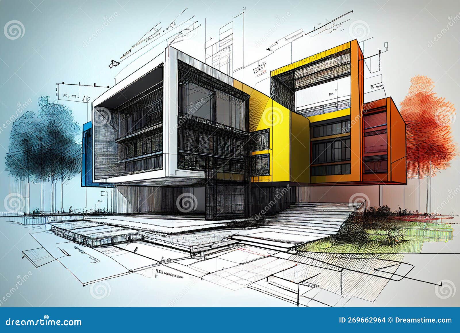 Draft of Architectural Design Stock Illustration - Illustration of ...