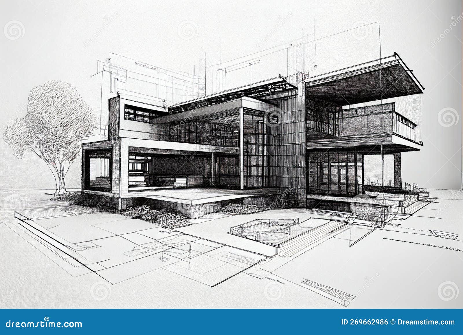 Draft of Architectural Design Stock Illustration - Illustration of ...