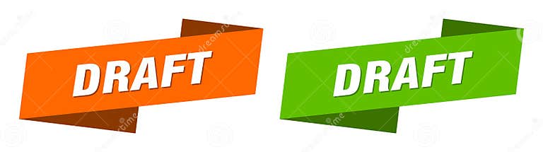 Draft Banner. Draft Ribbon Label Sign Set Stock Vector - Illustration ...
