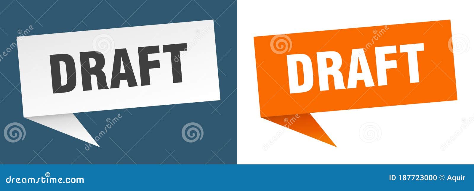 Draft Banner. Draft Speech Bubble Label Set Stock Vector - Illustration ...