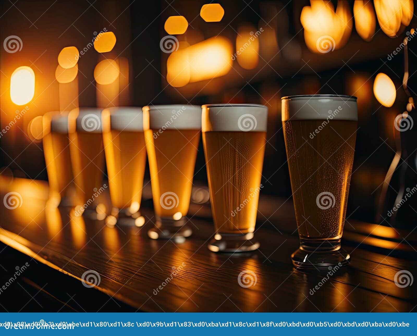 Draft Beer in Glasses on the Bar. Ai Generative Stock Illustration ...